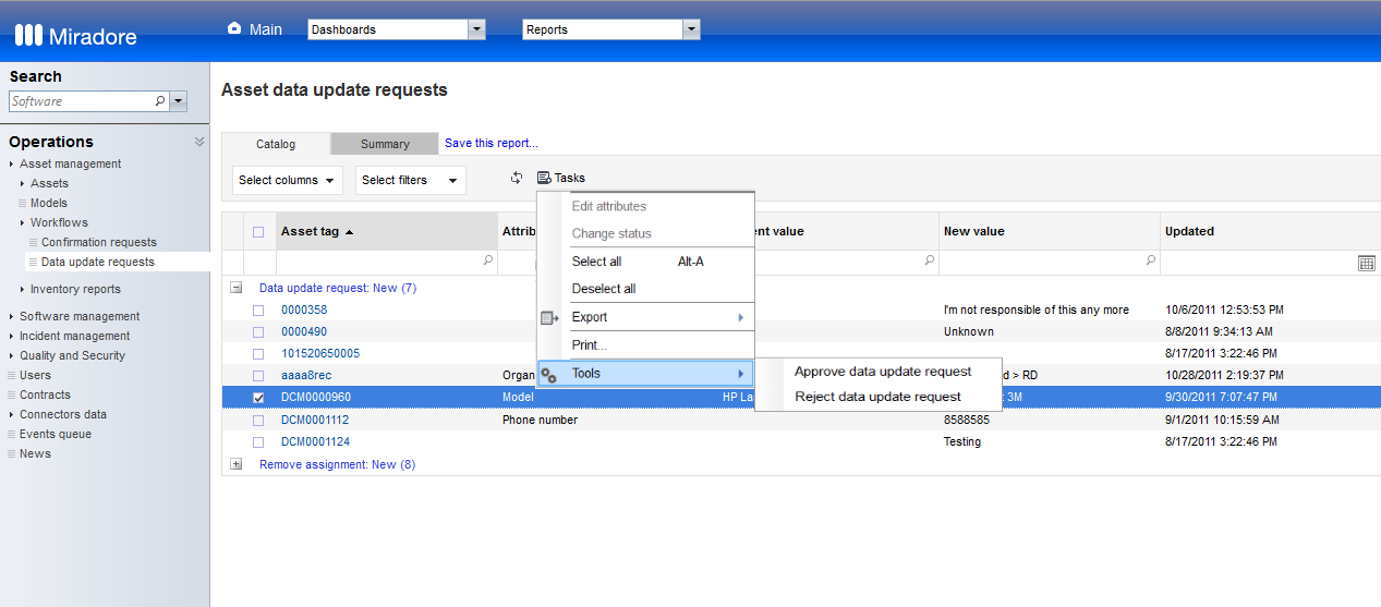 How to process update requests